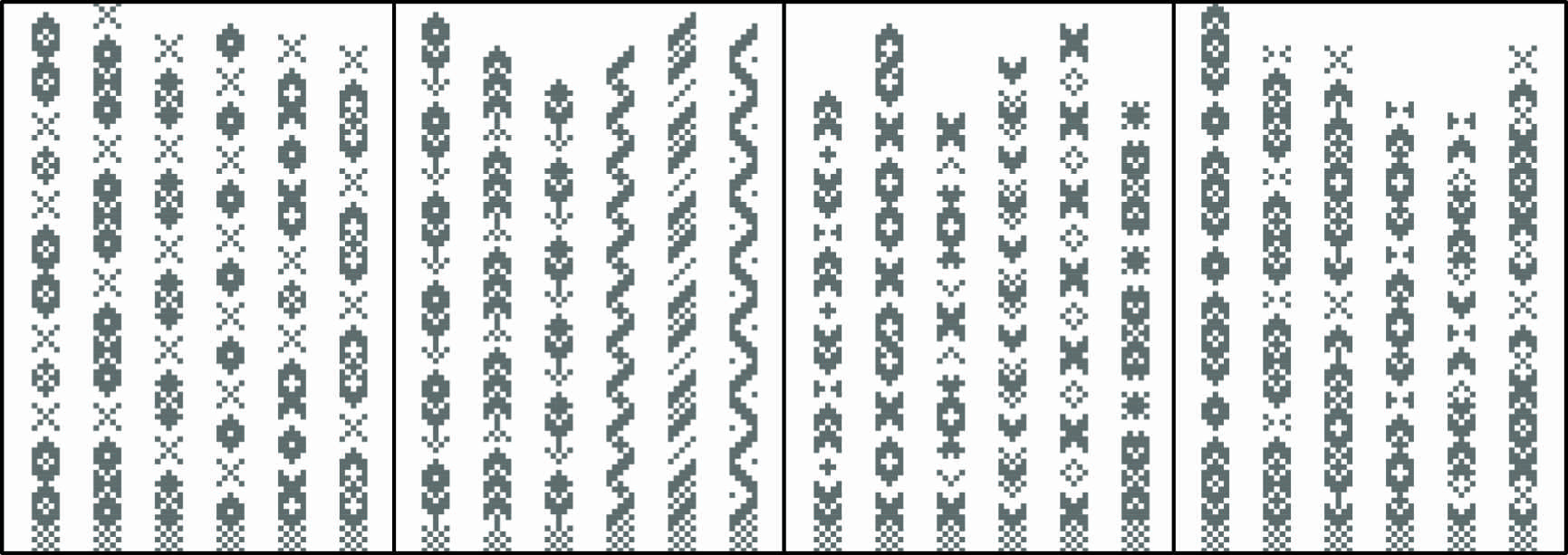 24 Pick-up Bandweaving Charts for 5 Pattern Ends – Norwegian Pick-Up ...
